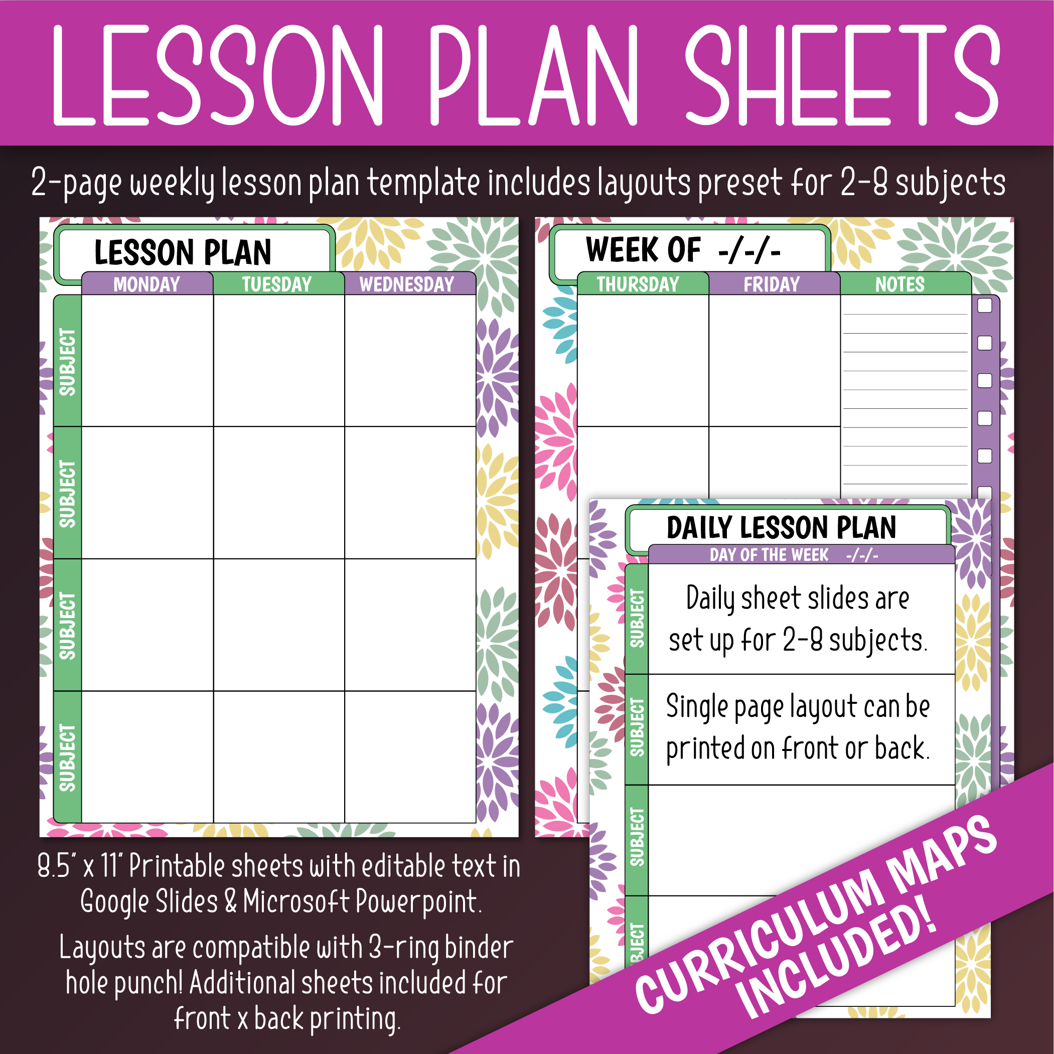 MONTHLY FREEBIE: Lesson Plan Sheets & Curriculum Maps LE55ON-A219 - Wow ...